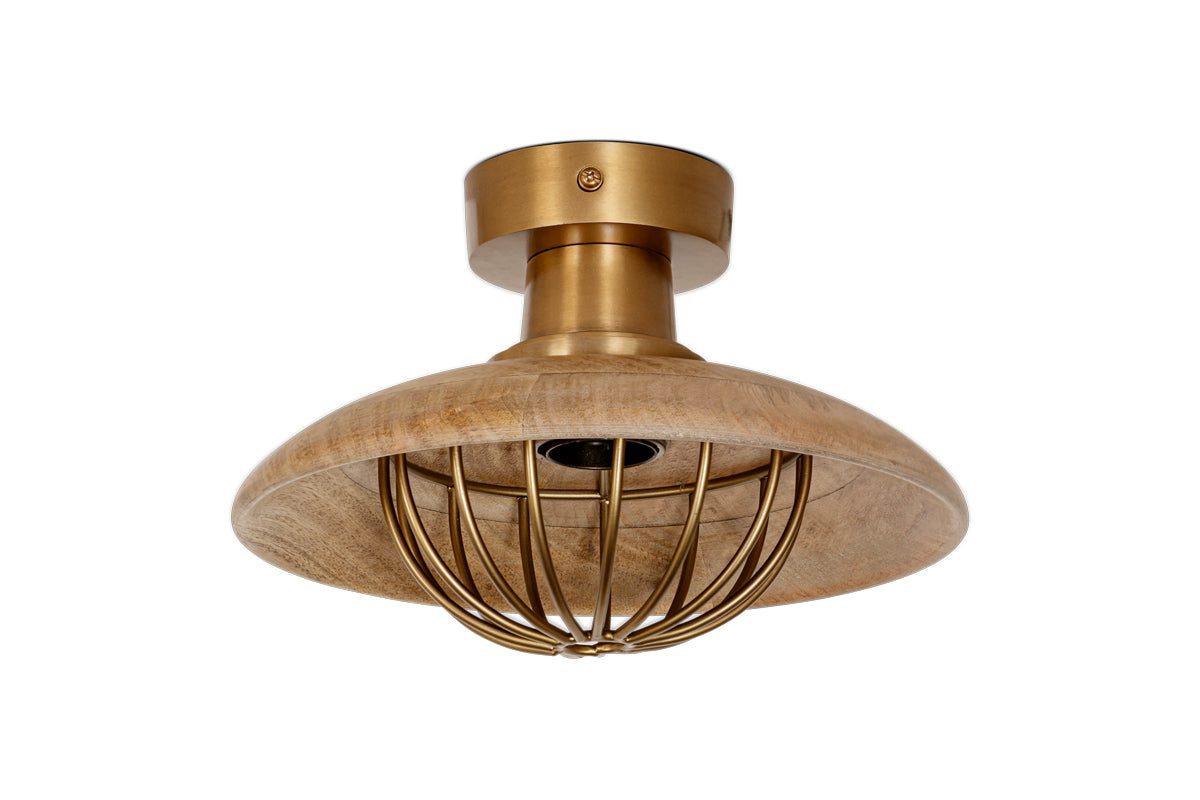 Chakai Wood & Metal Flush Ceiling Light - Opulence Interiors